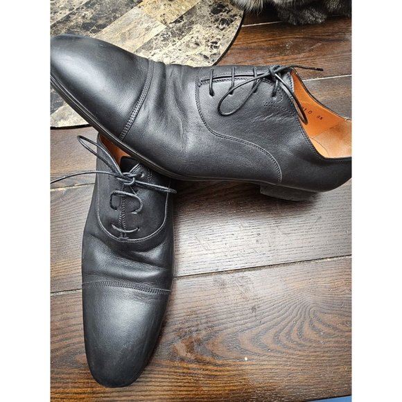 Santoni | Shoes | Santoni Salem Black Leather Cap Toe Loafers Shoes ...